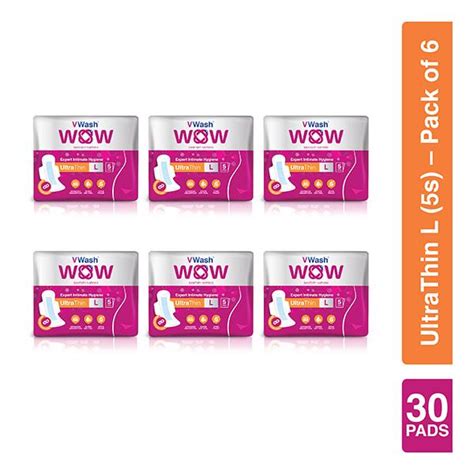 Buy Vwash Wow Ultra Thin Sanitary Pad Large Pack Of 5 X 6s Online