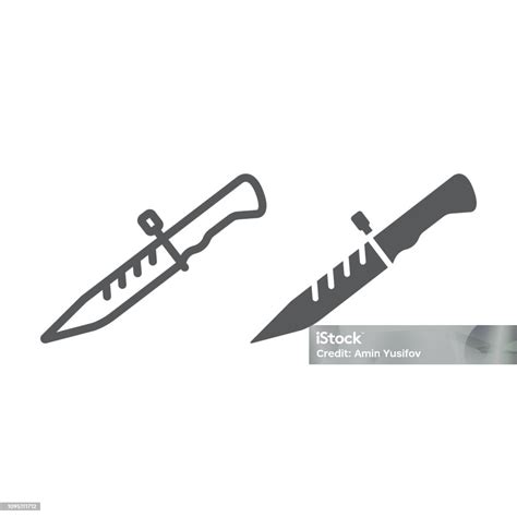 대검 칼 선 및 문자 모양 아이콘 무기와 군대 전투 칼 서명 벡터 그래픽 흰색 바탕에 선형 패턴 10에 대한 스톡 벡터 아트 및