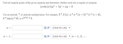 solved find all singular points of the given equation and