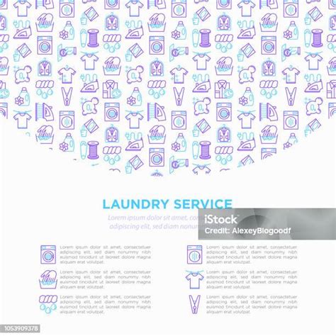 얇은 선 아이콘으로 세탁 서비스 개념 세탁기 회전 주기 건조 기계 섬유 유연 제 철 분 핸드 워시 김이 오존 옷 핀 벡터 일러스트 레이 션 인쇄 미디어 템플릿입니다 물에