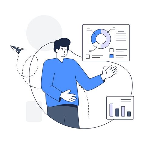 Premium Vector Data Analyst Man In Outline Illustration Design