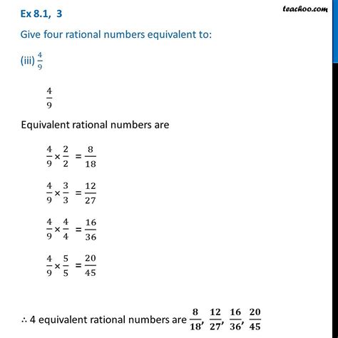 Give Four Rational Numbers Equivalent To Iii 4 9 Class 7 Maths