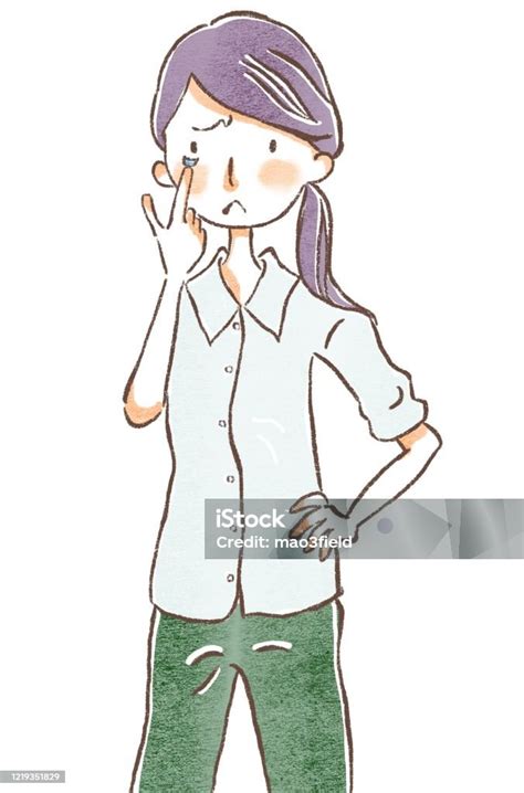 시력을 위한 콘택트 렌즈 손으로 눈 렌즈를 두는 귀여운 여자 건강 진단에 대한 스톡 벡터 아트 및 기타 이미지 건강 진단 건강관리와 의술 건강한 생활방식 Istock