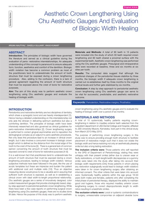 Pdf Aesthetic Crown Lengthening Using Chu Aesthetic Gauges And