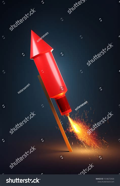 Single Red Firework Rocket Lit Fuse Stock Illustration 1518672920 Shutterstock
