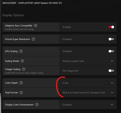 Aw3423dwf At 120hz Stuck On 6 Bit Color Depth Rultrawidemasterrace