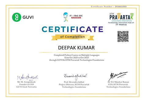 Deepak Kumar On Linkedin Guvi Iitm Python