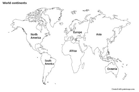 World Map Continents Labeled