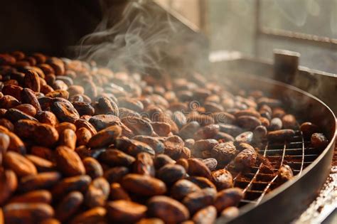 Roasting Cocoa Beans Chocolate Production Stock Illustration Illustration Of Cacao Drink