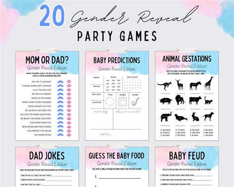 Gender Reveal Games Bundle Gender Reveal Games Gender Etsy