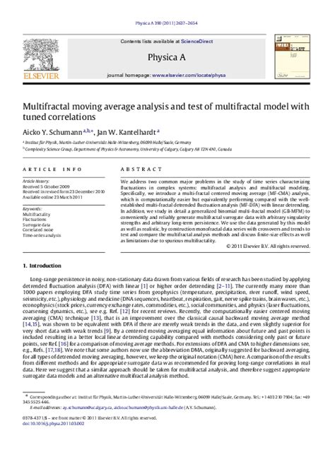 Pdf Multifractal Moving Average Analysis And Test Of Multifractal Model With Tuned Correlations