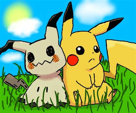 Pikachu And Mimikyu Mimichu Pikachu And Mimikyu Wallpaper Mimikyu