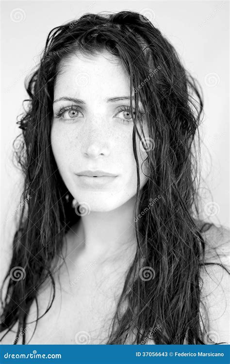 Beautiful Strong Woman With Wet Hair Looking Stock Image Image Of