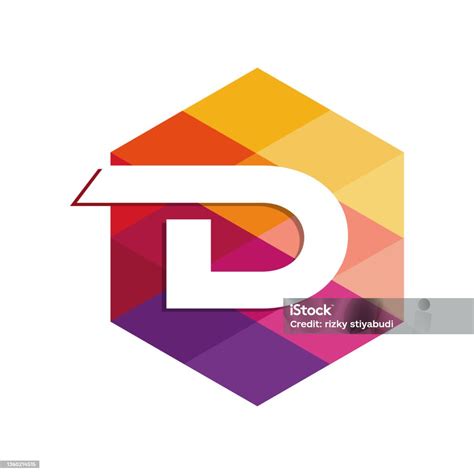 모자이크 육각형의 네거티브 스페이스 레터 D 심볼 디자인 템플릿 로고에 대한 스톡 벡터 아트 및 기타 이미지 로고 무지개