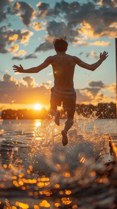 Free Sunset Water Jump Image Sunset Jumping Water Download At