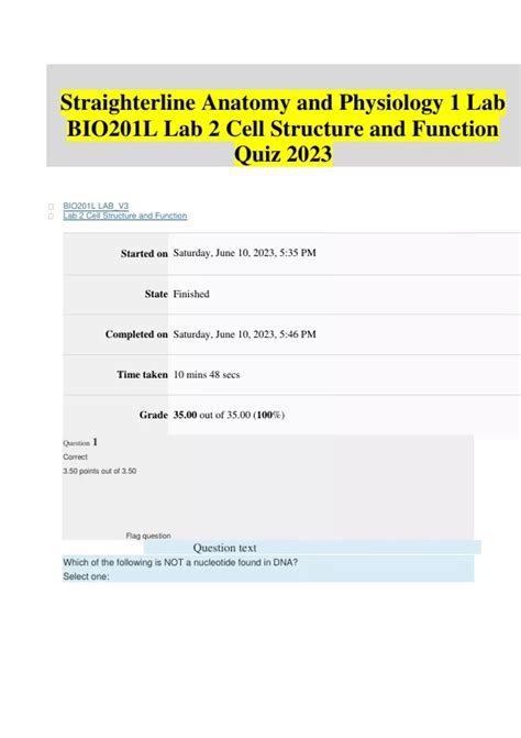 straighterline anatomy and physiology 1 lab bio201l lab 2 cell structure and function quiz 2023