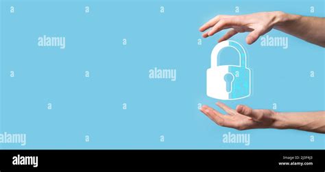 Cyber Security Network Padlock Icon And Internet Technology Networking