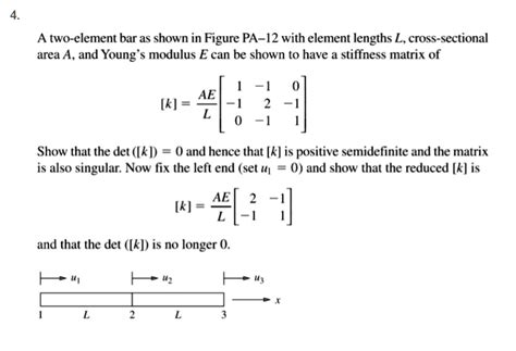 A Two Element Bar As Shown In Figure Pa 12 With Element Lengths L Cross Sectional Area A And