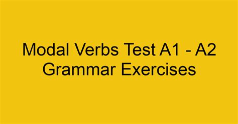 A1 A2 Level Grammar Tests English Tests Online