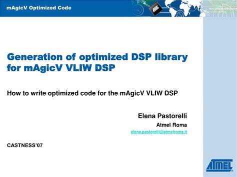 ppt generation of optimized dsp library for magicv vliw dsp