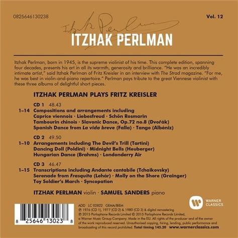 Itzhak Perlman Itzhak Perlman Plays Fritz Kreisler CD EMAG Ro