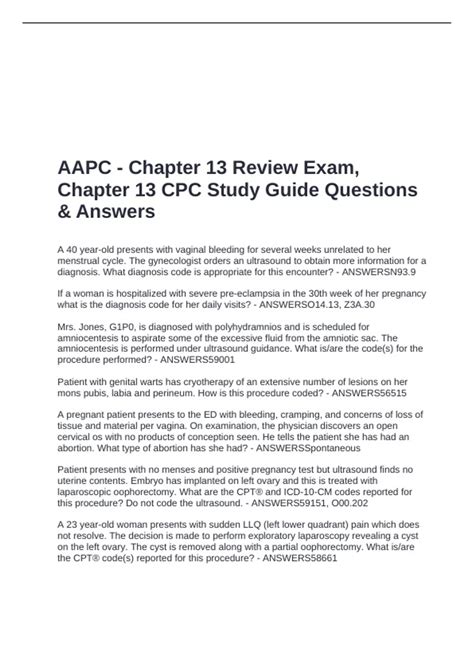 AAPC Chapter Review Exam Chapter CPC Study Guide Questions Answers AAPC Chapter