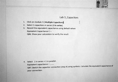 Solved Lab 3 Capacitors Click On Module 3 Multiple Capacitors Select 3 Capacitors In Series
