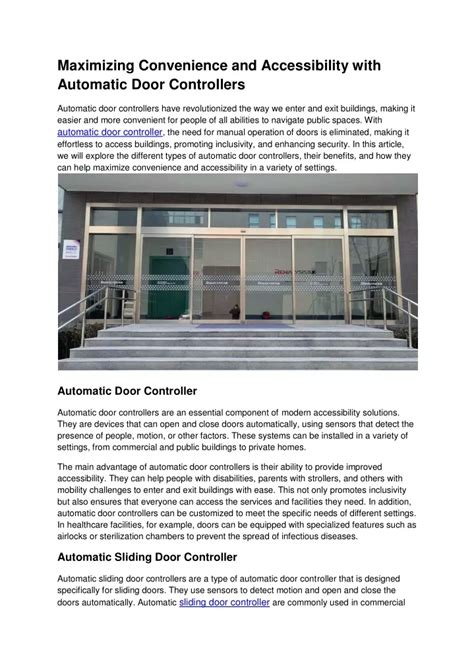 Ppt Maximizing Convenience And Accessibility With Automatic Door