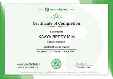 Javascript Tutorialspoint Certificationcomplete Kavya Reddy M M