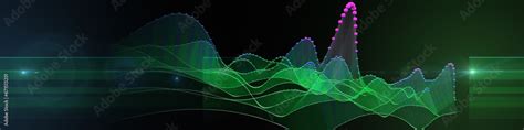 Abstract Background Waving Wireframe Grid From Color Spheres And