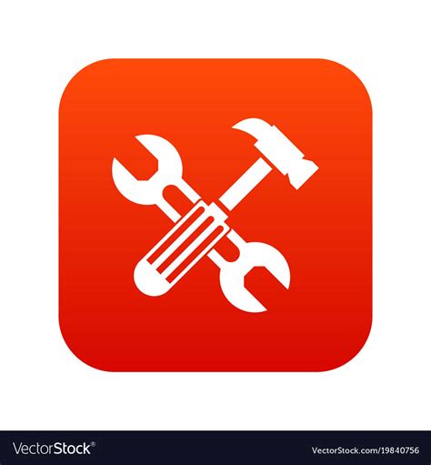 Hammer And Screw Wrench Icon Digital Red Vector Image