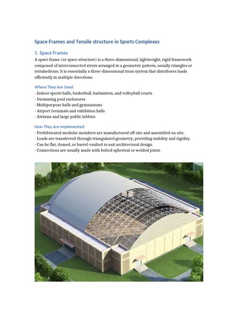 Space Frames And Tensile Structures In Sports Complexes Pdf Truss