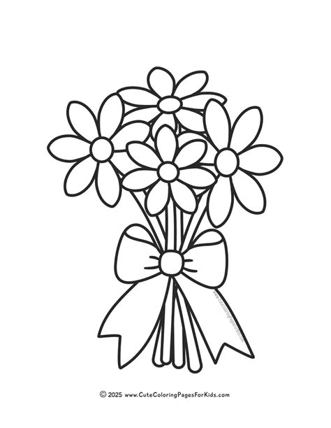 Simple Flower Bouquet Coloring Pages Bouquet Of Realistic Roses With