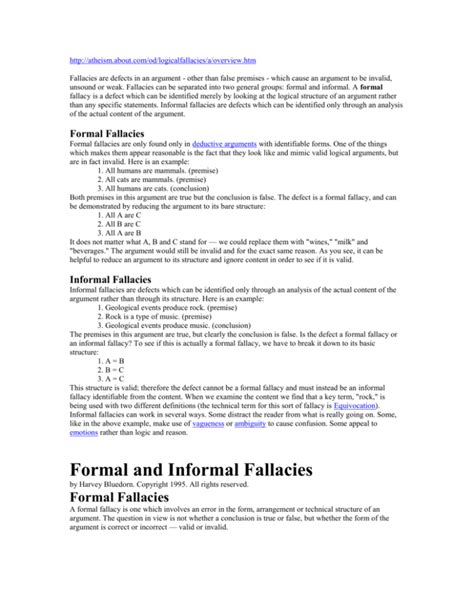 Formal And Informal Fallacies