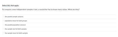 Solved The Pooled Sample Variance Population Mean For Both
