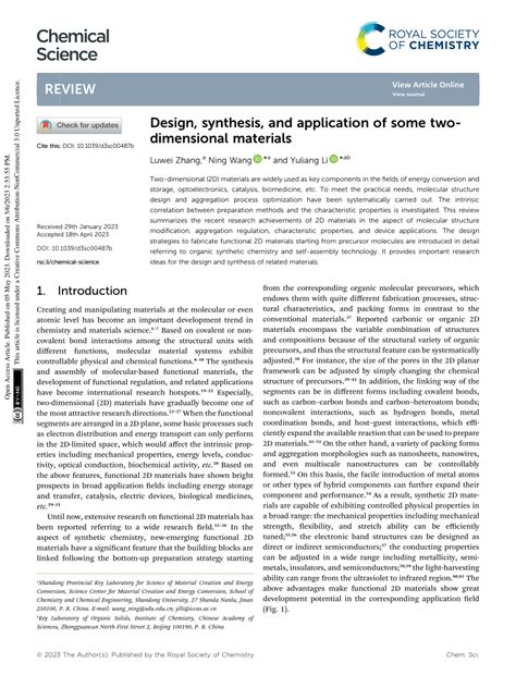 Pdf Design Synthesis And Application Of Some Two Dimensional Materials