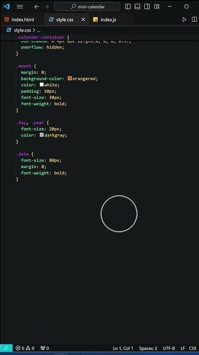 Mini Calendar Htm Css Javascript Mskwebproject 30 Mskinstitute Youtube