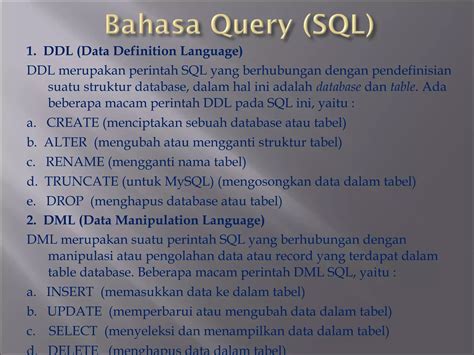 Modul Dbms Mysql Dan Perintah Dasar Sql Ppt