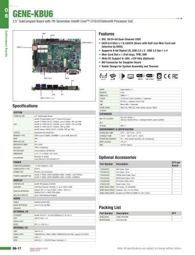 GENE KBU6 AAEON PDF Catalogs Technical Documentation Brochure
