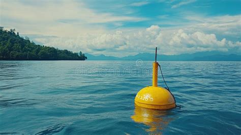 A Yellow Buoy Floating In The Middle Of The Ocean Suitable For Use As