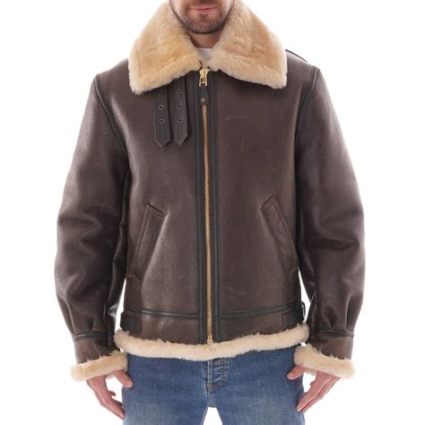 Schott Nyc B 3 Sheepskin Leather Bomber Jacket Brown 257s