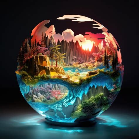 Premium Ai Image Translucent Magic Crystal Ball Backlit Atoll