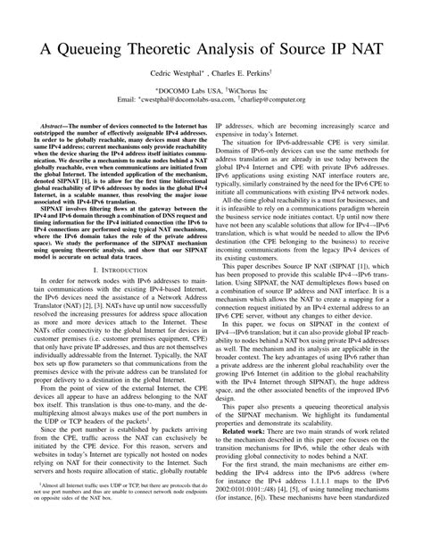Pdf A Queueing Theoretic Analysis Of Source Ip Nat