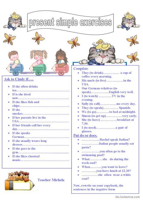 Present Simple Exercises General Gra English ESL Worksheets Pdf Doc