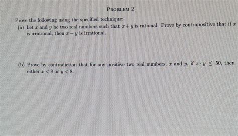 Solved Prove The Following Using The Specified Technique