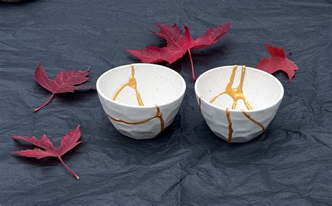 White Kintsugi Bowls Kintsugi Bowl Set Kintsugi Jewelry Holder