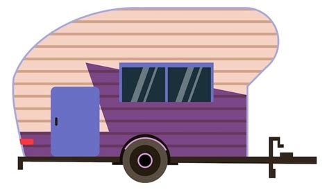 야외 여행 캠핑카 관광 트레일러 모바일 하우스 흰색 배경에 고립 프리미엄 벡터