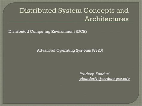 Distributed System Concepts And Architectures Distributed Computing Environment
