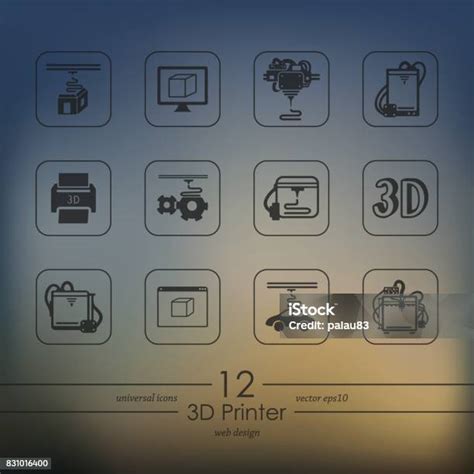 세트마다 3 D 프린터 아이콘 3차원 형태에 대한 스톡 벡터 아트 및 기타 이미지 3차원 형태 Charity Benefit 공학 Istock