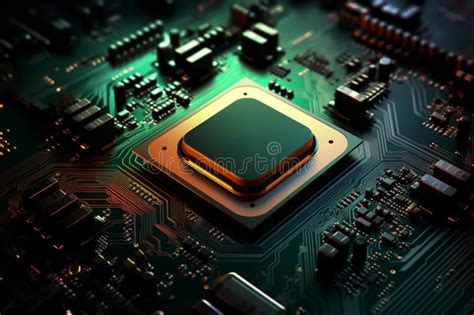 Green Circuit Board Standing For Technology Innovations Chips Gpu Cpu Perfect For Featuring